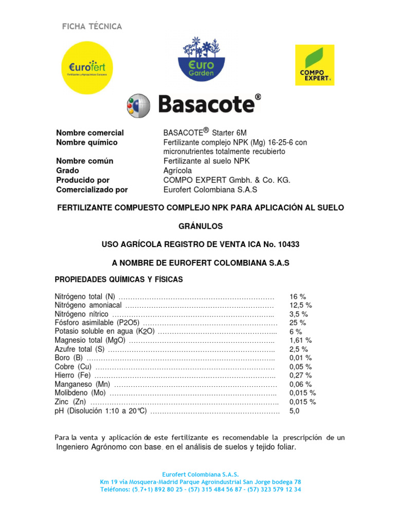 FT Basacote 6M-EUROGARDEN | PDF | Fertilizante | Naturaleza