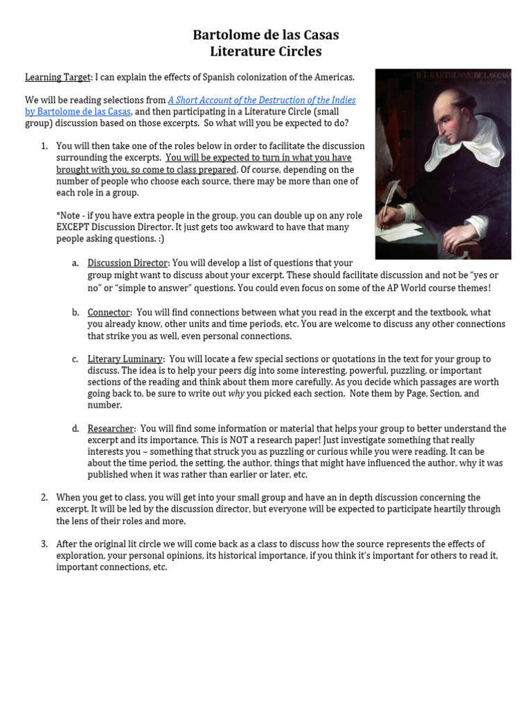 Topic 4.2 Bartolome de Las Casas Activity | PDF