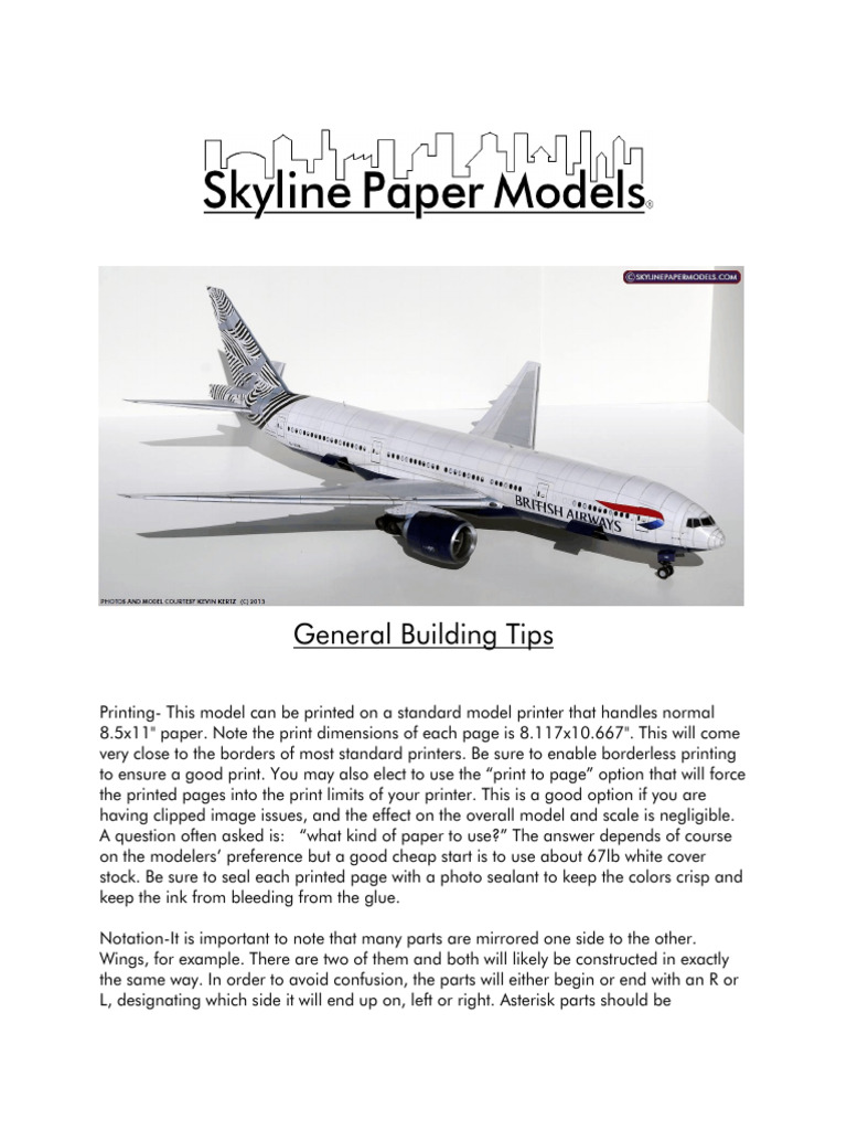 Boeing 777 Paper Model Building Guide | PDF | Printer (Computing ...