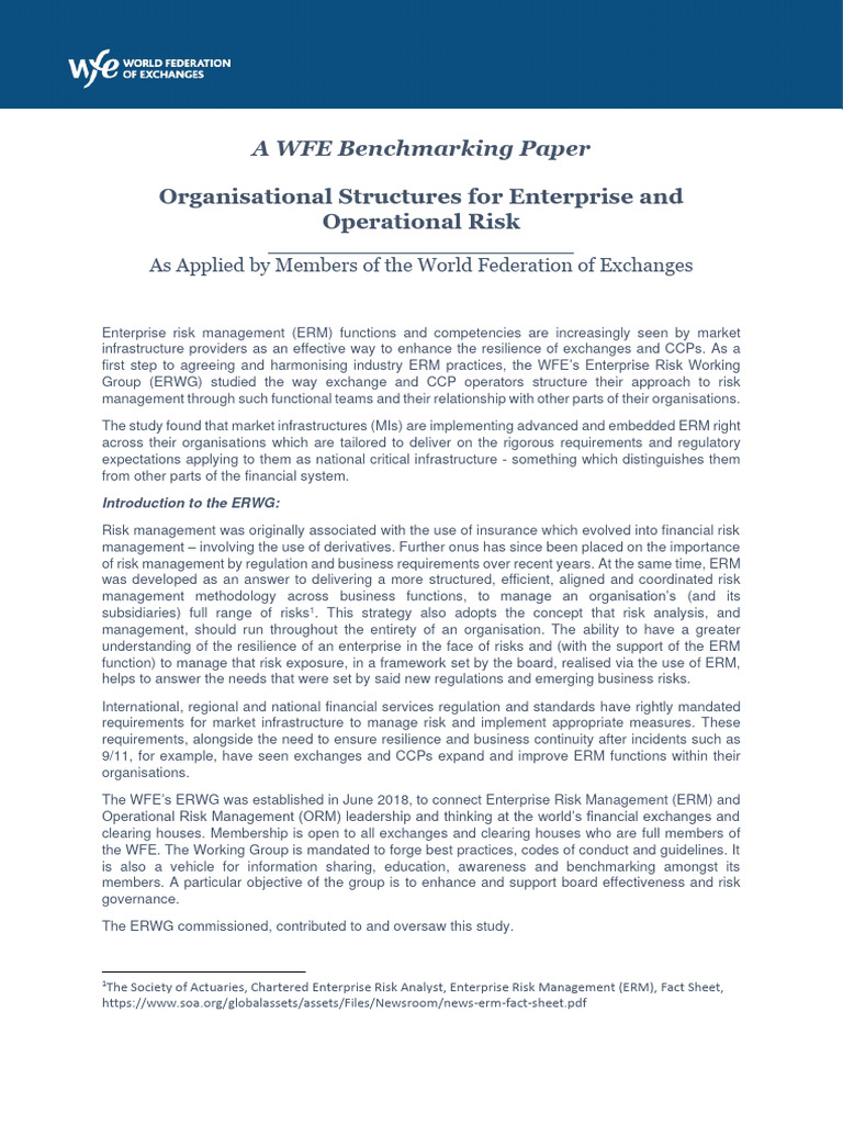WFE Organisational Risk Structures Benchmarking Paper FINAL 12.02.20 | PDF | Internal Audit ...