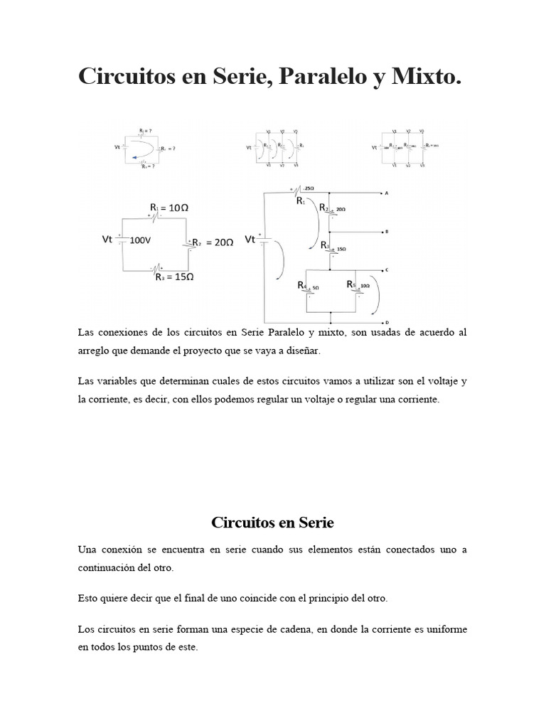 CIRCUITO SERIE, PARALELO Y MIXTO | PDF | Resistencia Eléctrica y Conductancia | voltaje