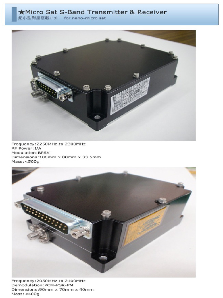 Satsearch A6fq1j Addnics Corporation Microsat S Band Transmitter and ...