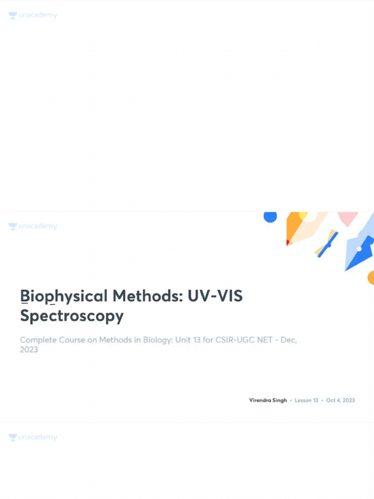 Biophysical Methods UVVIS Spectroscopy With Anno | PDF