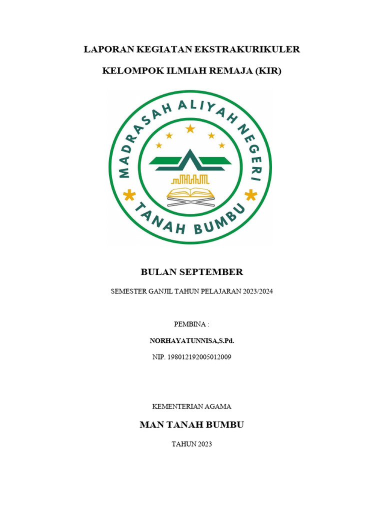 Laporan Kegiatan Ekstrakurikuler Kir | PDF