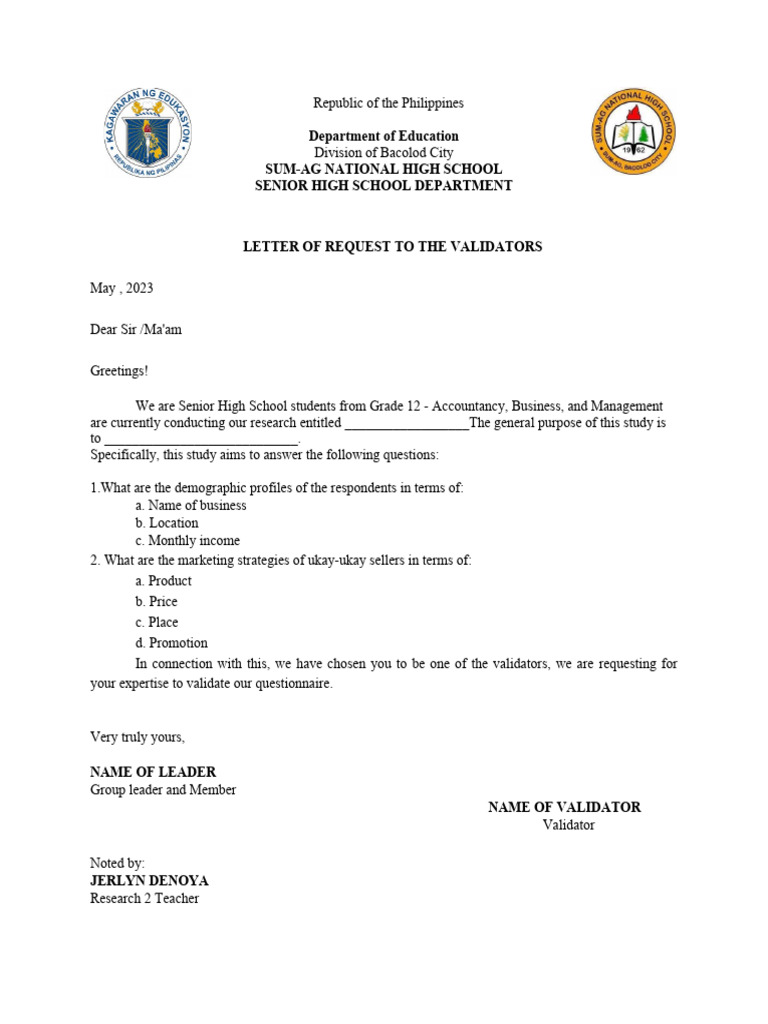 Validation Letter and Score | Download Free PDF | Questionnaire