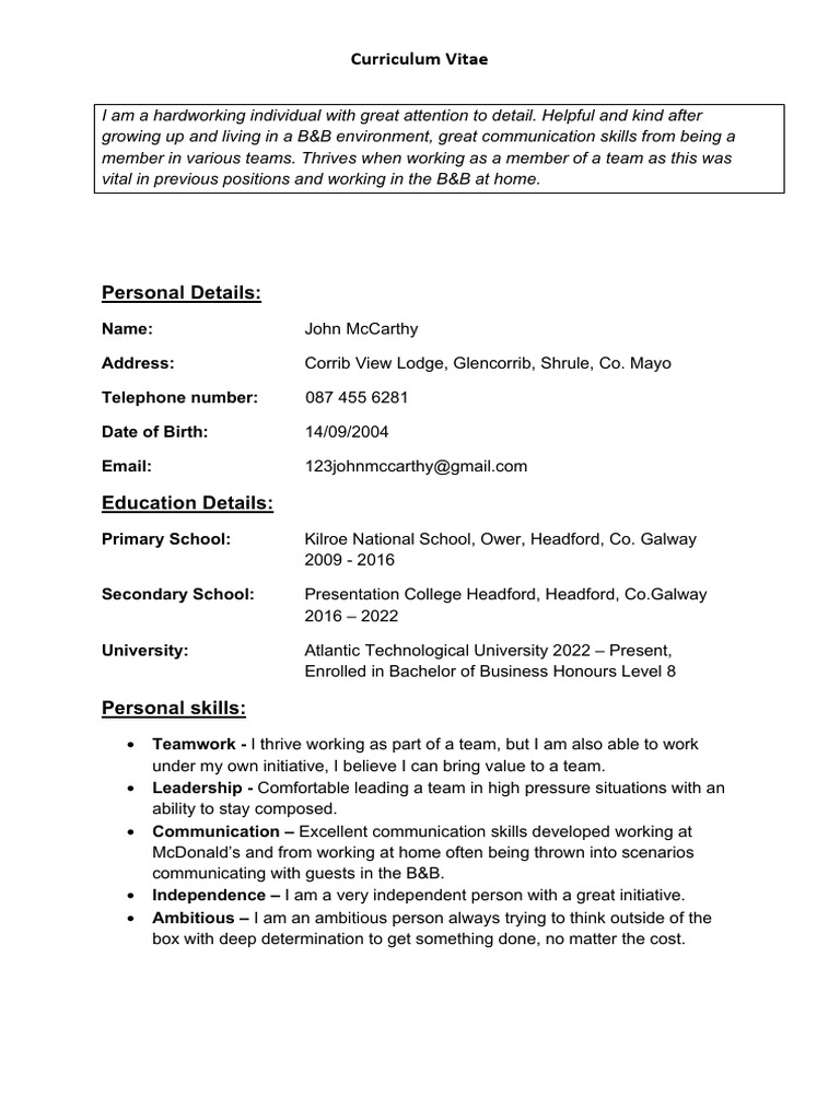 John Mccarthy CV | PDF
