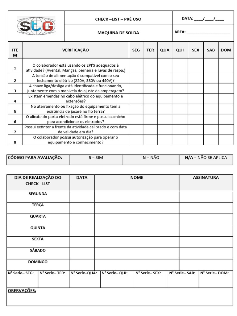 Check - List Maquina de Solda | PDF Check - List Maquina de Solda | PDF