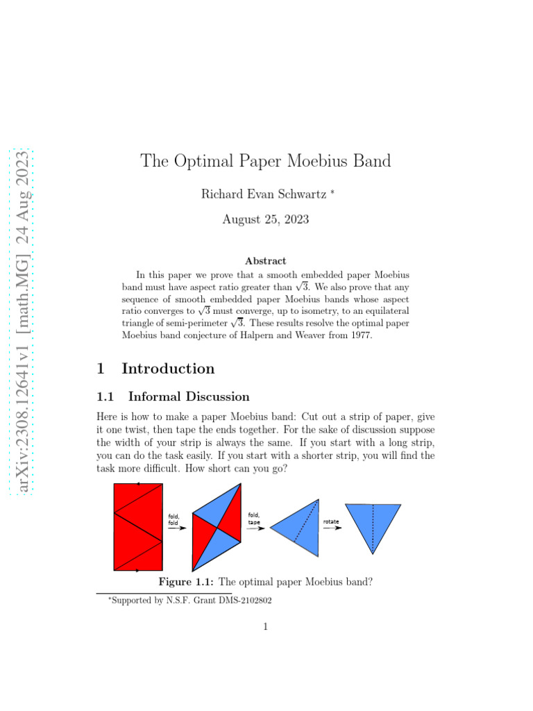 Optimal Aspect Ratio of Paper Moebius Band | PDF | Theorem | Triangle