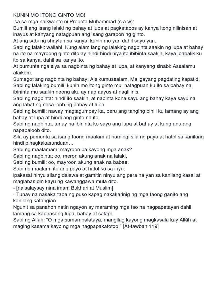 Islamic Lecture in Tagalog | PDF