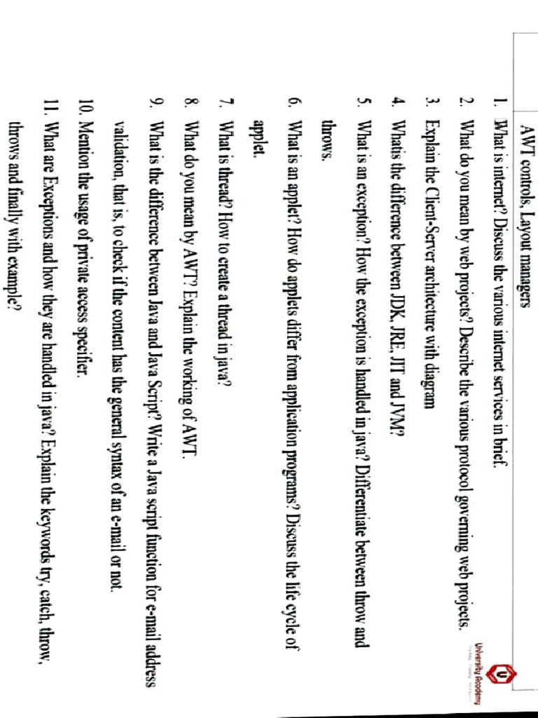 Important Question (WT) | PDF | Html Element | Network Socket