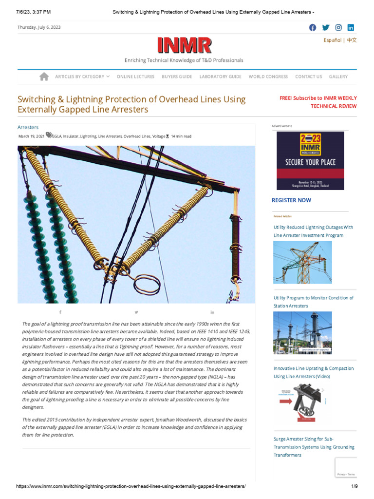 Switching & Lightning Protection of Overhead Lines Using Externally ...