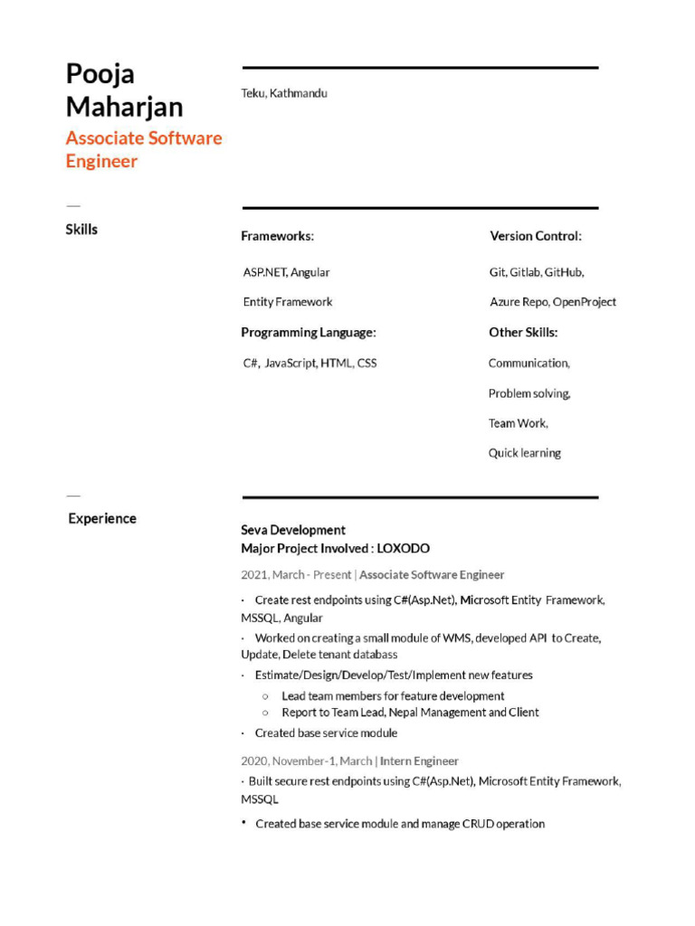 Pooja CV Sample | PDF