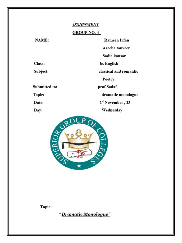 Dramatic Monologue | PDF | Monologue | Poetry