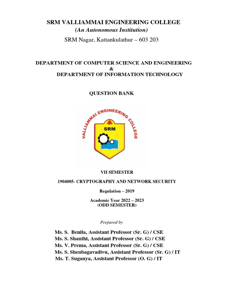 Cryptography & Network Security Guide | PDF | Public Key Cryptography | Key (Cryptography)