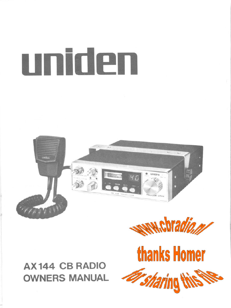 Manual Uniden AX144 Homer ENG | PDF | Power Supply | Antenna (Radio)
