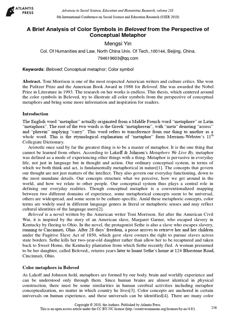Analysis of Color Symbols in Beloved From | PDF | Social Science ...