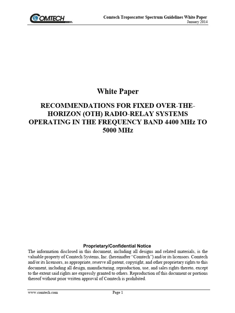 Troposcatter System Guidelines Whitepaper - Comtech | PDF | Radio ...