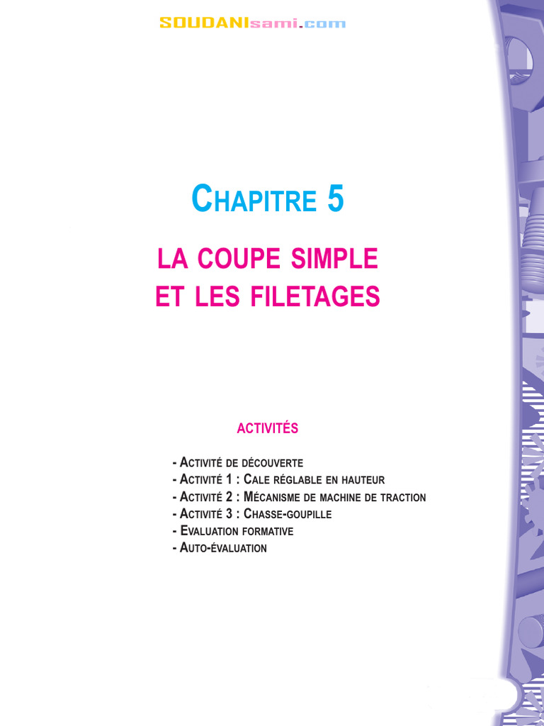 Coupe Simple et Filetages : Activités Pratiques | PDF