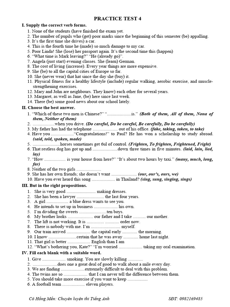 English Practice Test for Students | PDF | Cost Of Living | Ellipsis