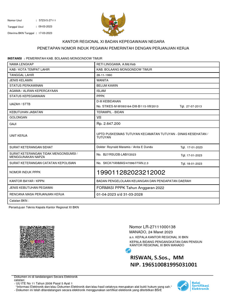 Pertek Nip PPPK | PDF