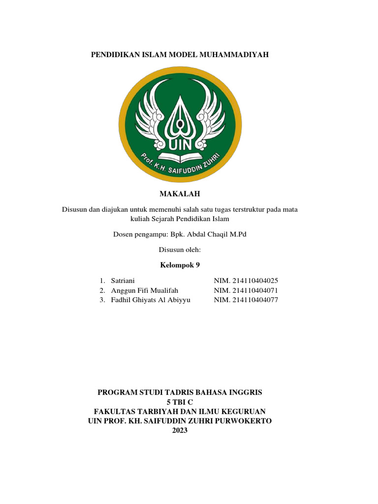 9 Spi - Pendidikan Islam Model Muhammadiyah-1 | PDF