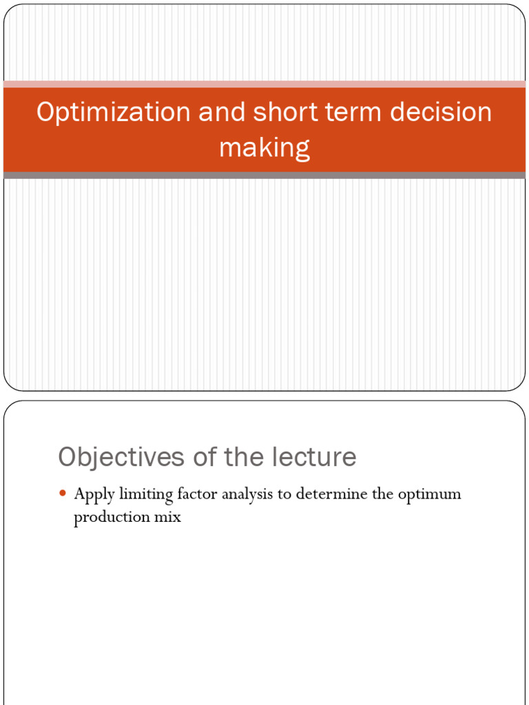 Lecture 5-Optimization and Short Term Decisin Making-1 | PDF | Labour Economics | Mathematical ...