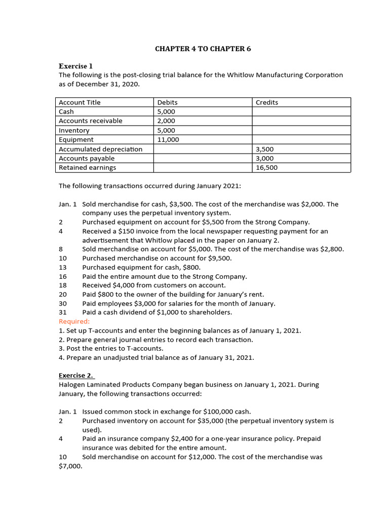 EXERCISE - CHAPTER 4 To 6 | PDF