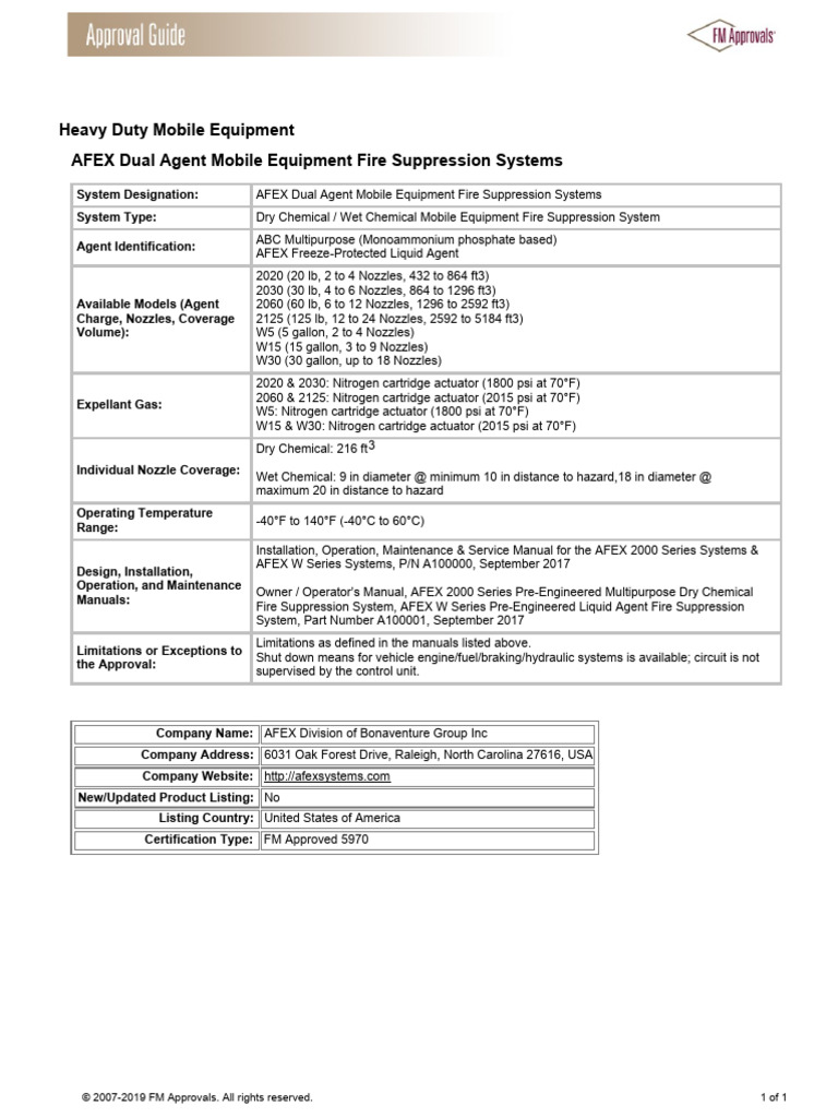 FM Approval 5970 AFEX Systems - Dry - Wet Chemical | PDF | Firefighting ...