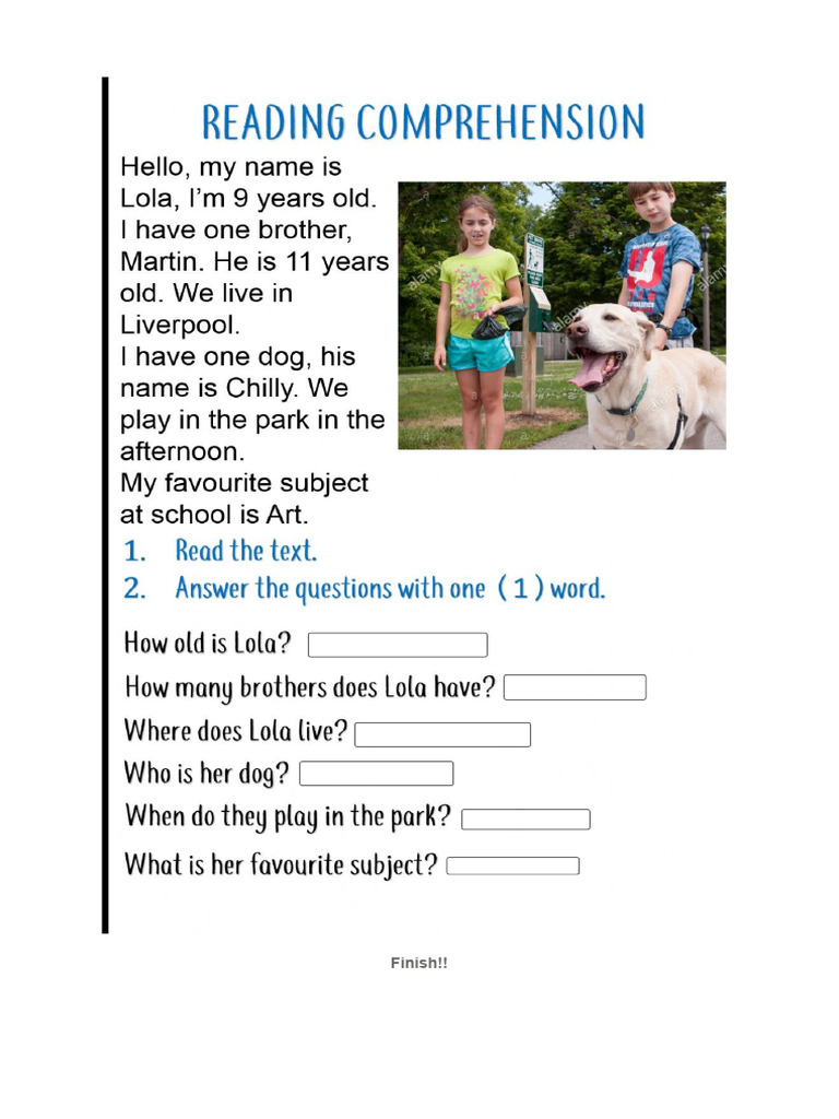 8 - Question Words Reading Comprehension | PDF