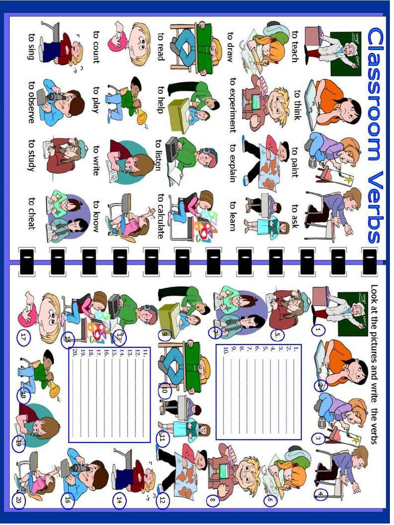 Classroom Verbs Match Pdf