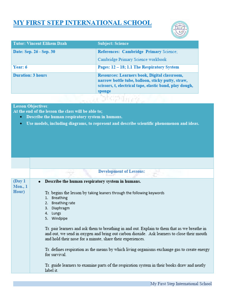 3rd Week Sc. Lesson Plan (Grade 6) | PDF