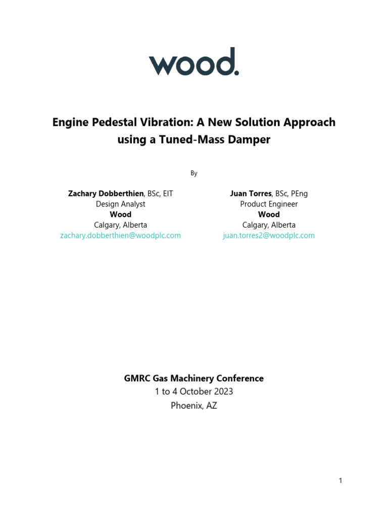 Engine Pedestal Vibration - A New Solution Approach Using A Tuned-Mass Damper - R00 | PDF ...