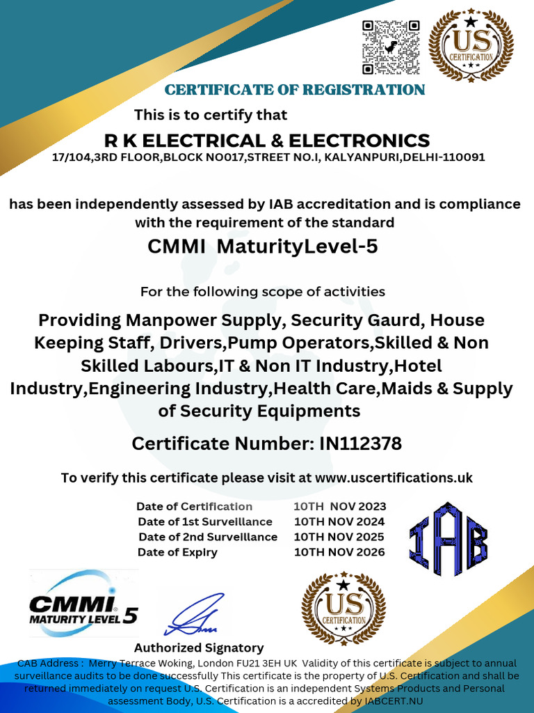 Cmmi Level 5 R K Electrical | PDF