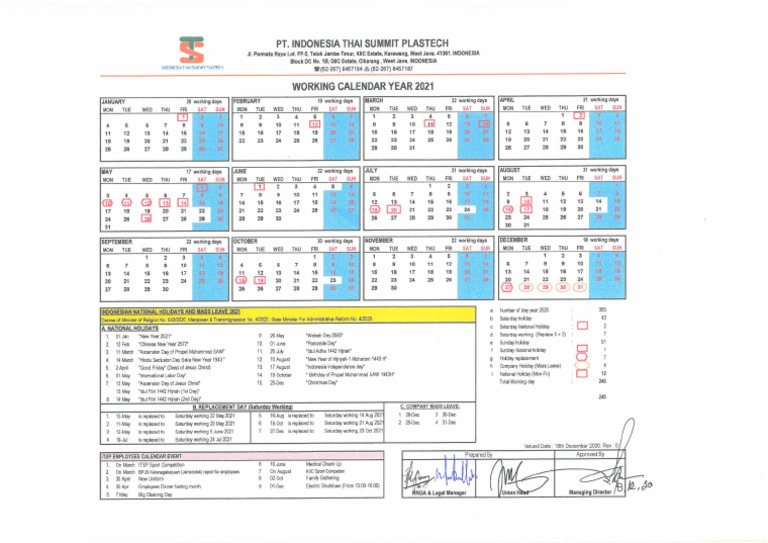 Example Working Calender | PDF
