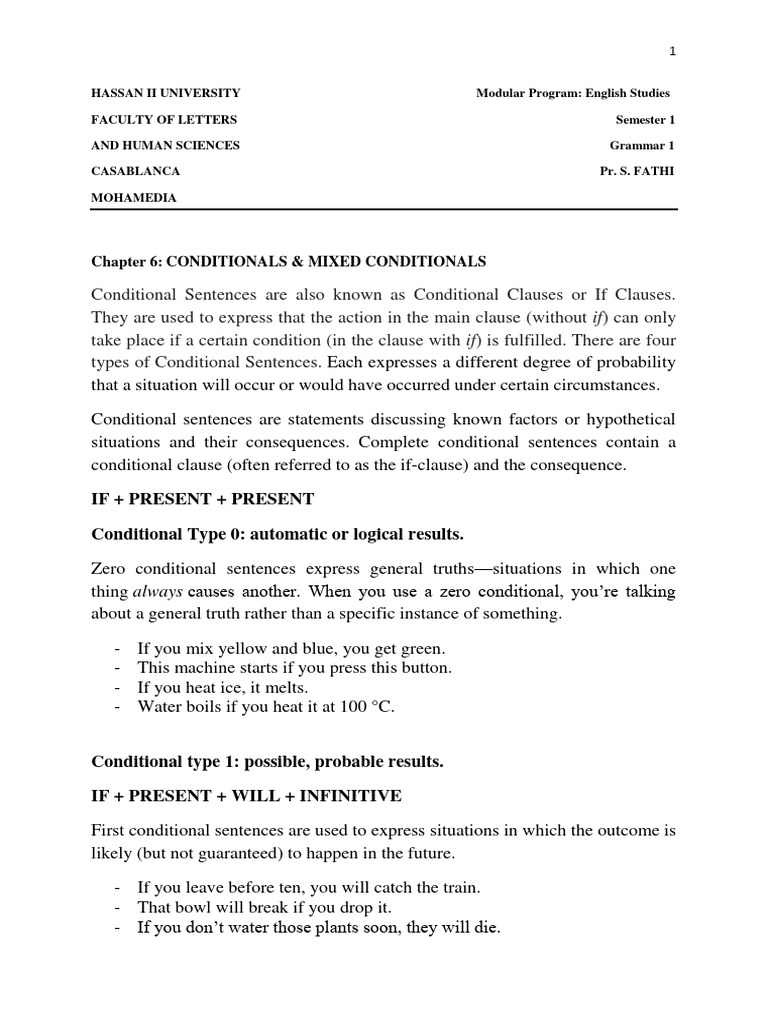 6 Conditionals & Mixed Conditionals | PDF | Language Mechanics | Linguistics