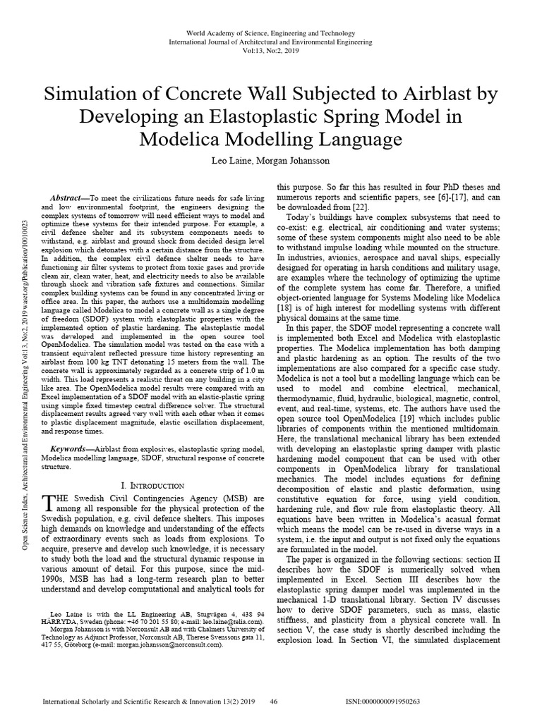 Simulation Of Concrete Wall Subjected To Airblast By Developing An Elastoplastic Spring Model In