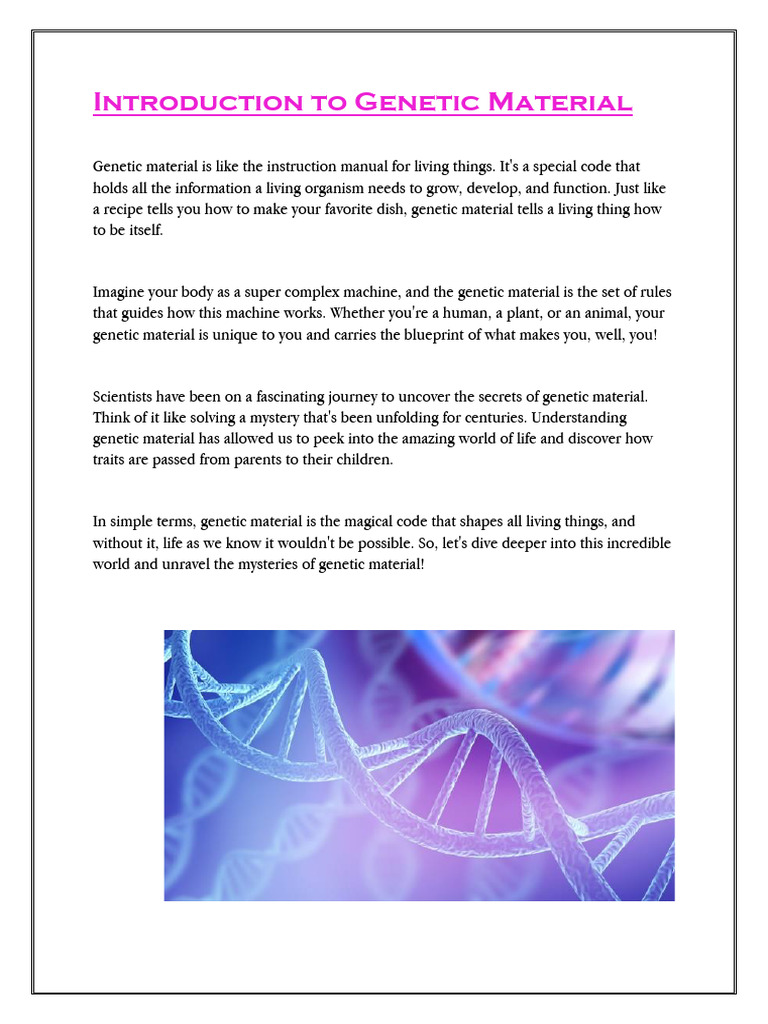 GENETIC MATERIAL | PDF | Rna | Genetics