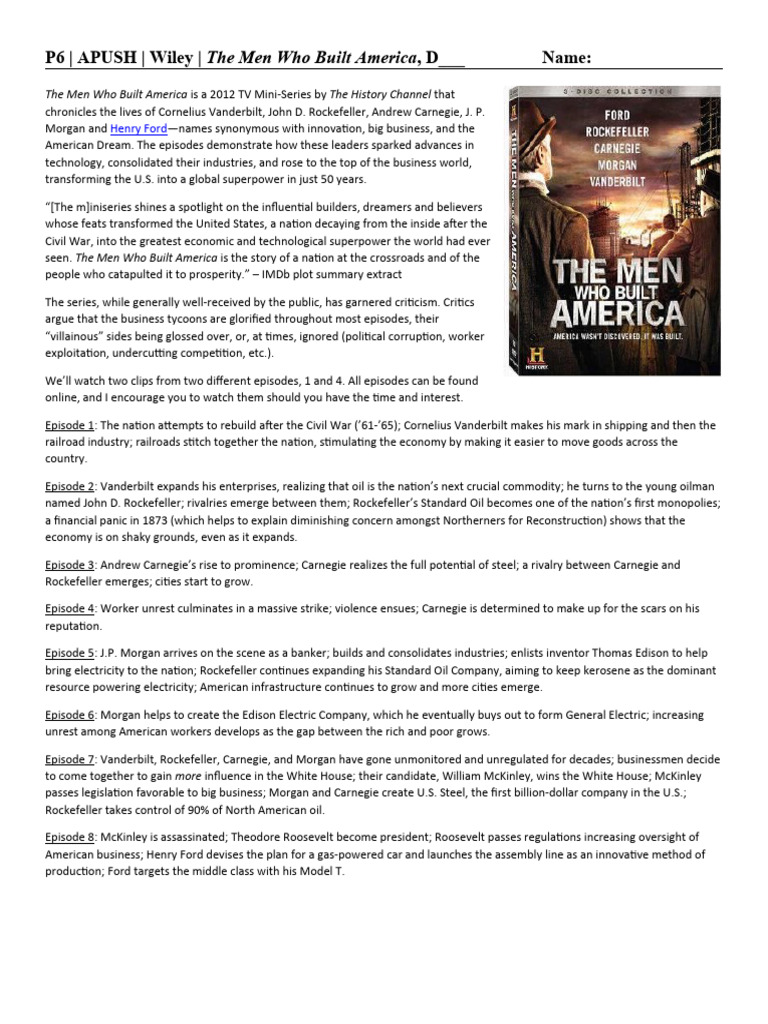 The Men Who Built America Overview | PDF | John D. Rockefeller | The ...
