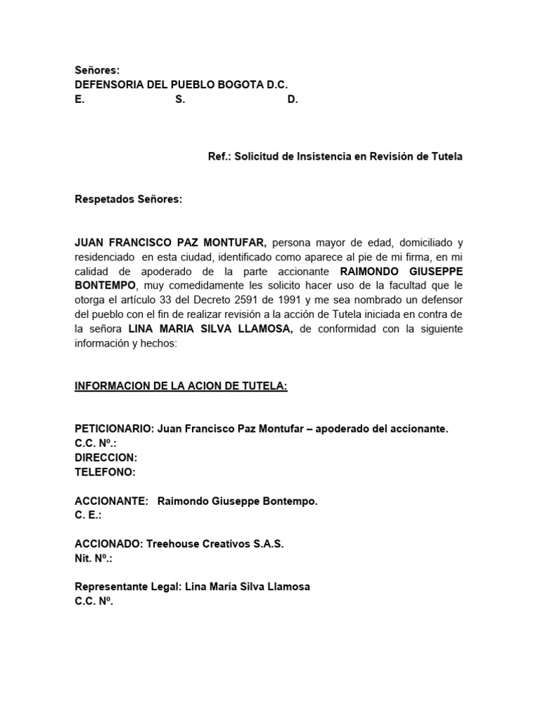 Defensor Pueblo Tutela Treehouse | PDF | Justicia | Crimen y violencia