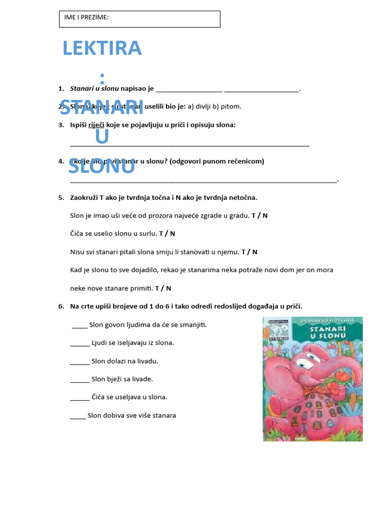 Stanari U Slonu - Listić | PDF