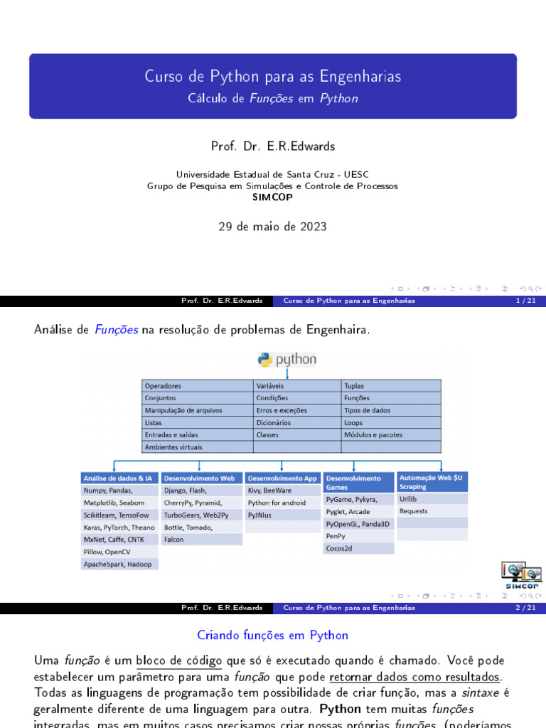 Aula 11 Funções Python Pdf Python Linguagem De Programação