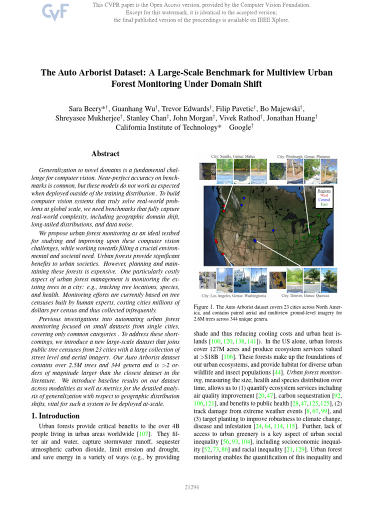 Auto Arborist: Urban Tree Dataset | PDF | Lidar | Carbon Sequestration