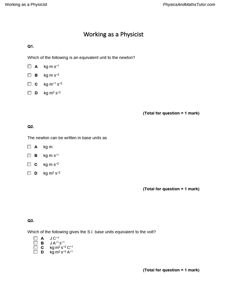 Working As A Physicist - A Level Physics Revision | PDF | Pendulum ...