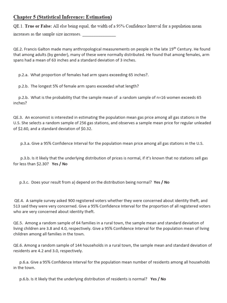 Practice Problemschp 5 | PDF | Standard Deviation | Confidence Interval