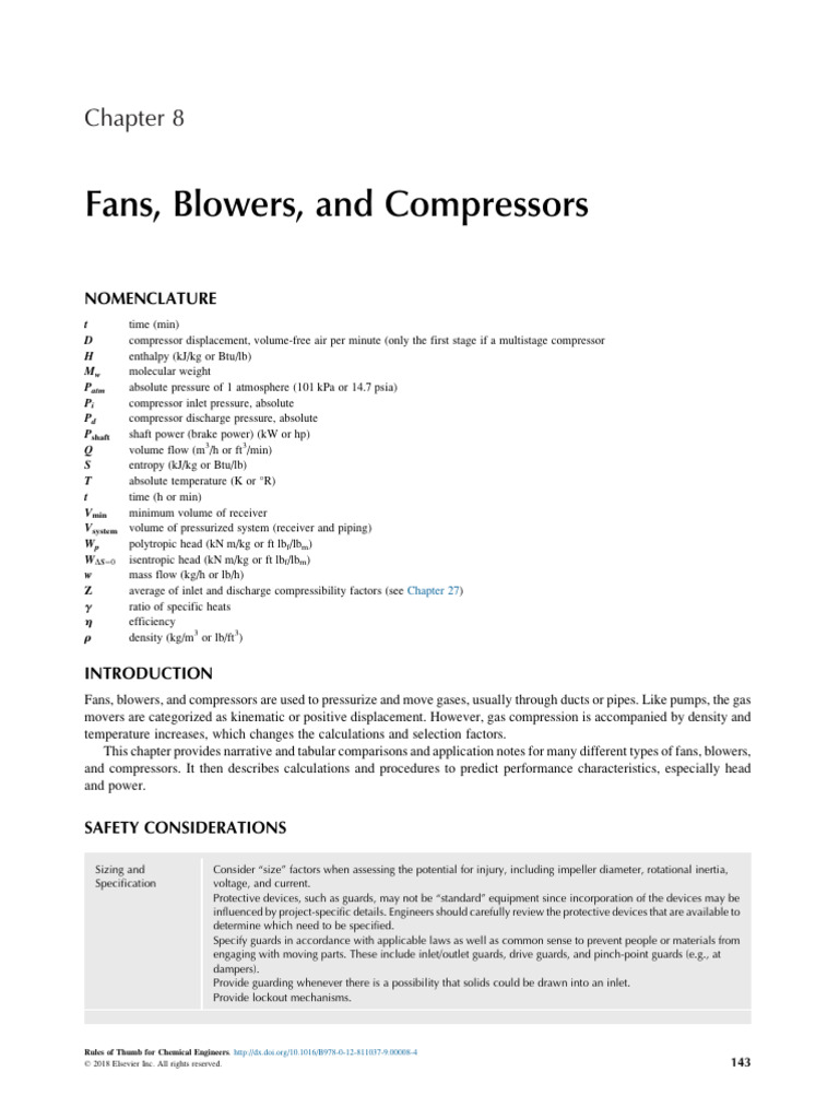 Fans, Blowers, and Compressors: Nomenclature | PDF | Mechanical ...