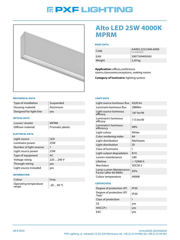 ALTO - LED - 25W - 4000K - MPRM - Black Color - DALI | PDF | Lighting ...