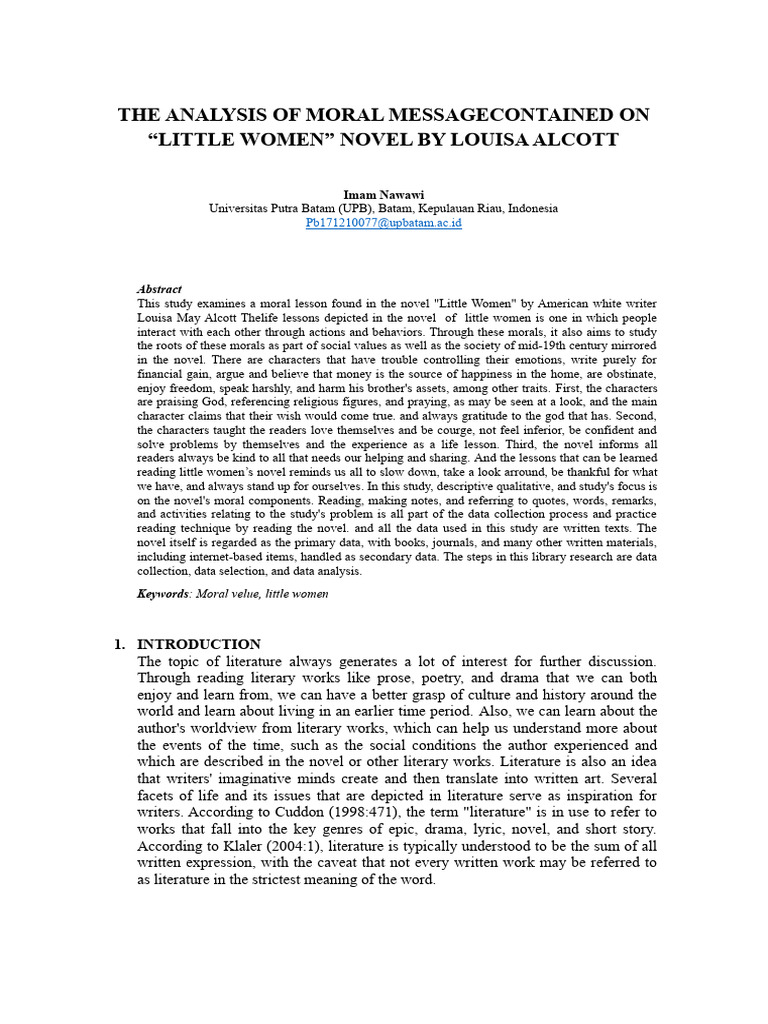The Analysis of Moral Message Contained On "Little Women" Novel by ...