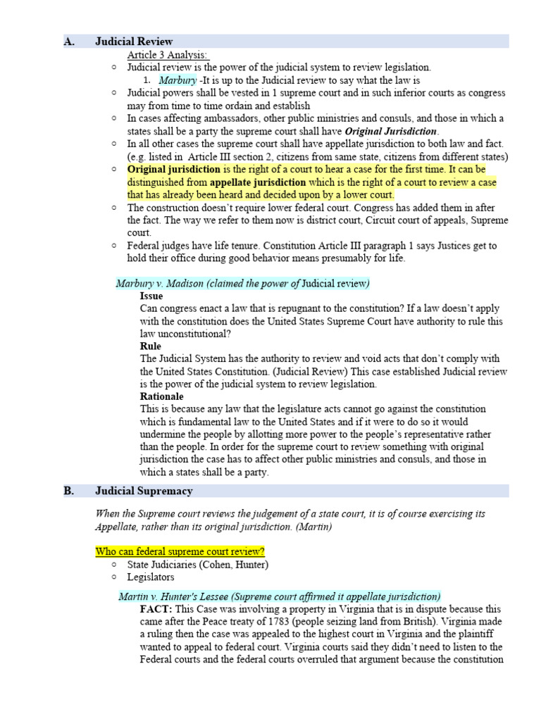 Con Law Outline 2020 | PDF | Supreme Courts | Standing (Law)