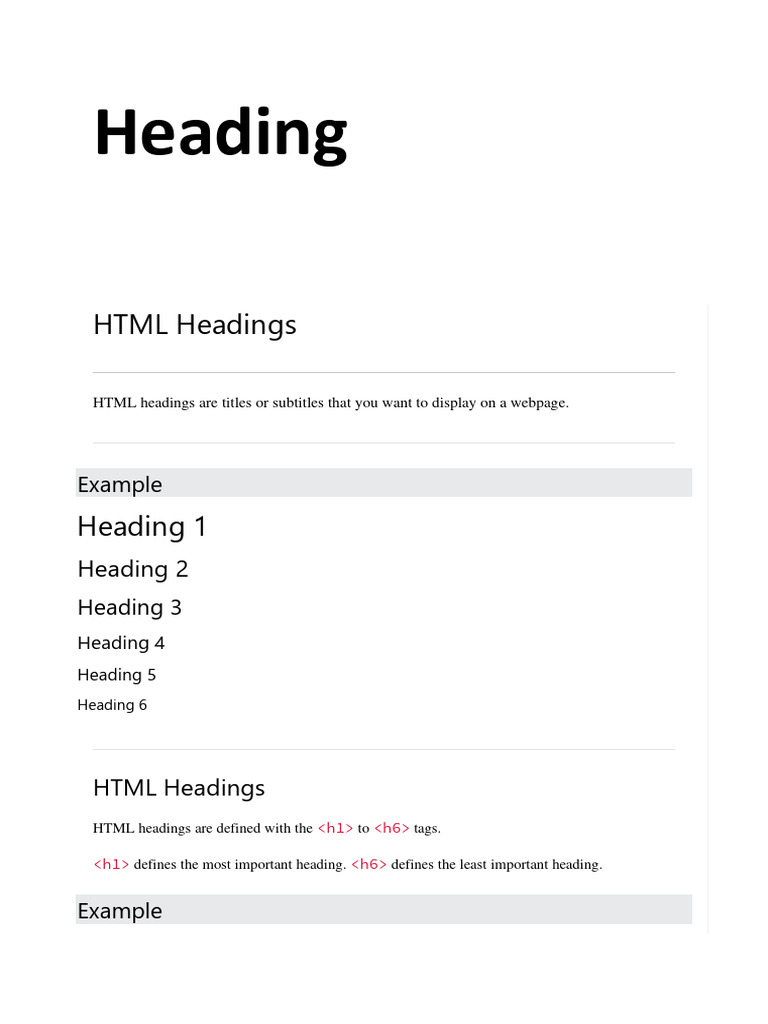 Heading Html Headings Pdf
