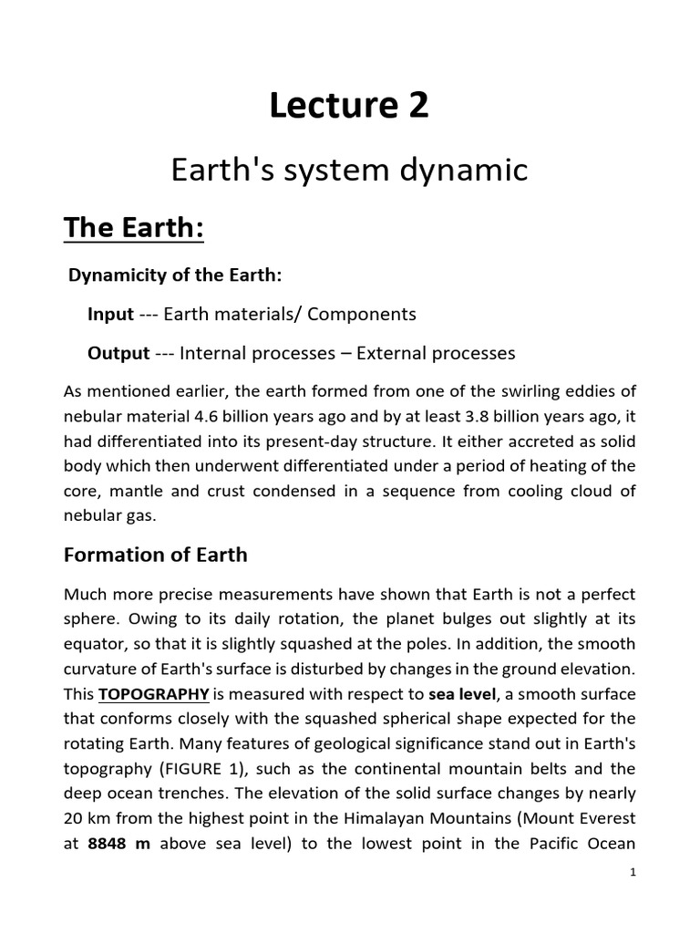 Lec - 2 Earth System Dynamic | PDF